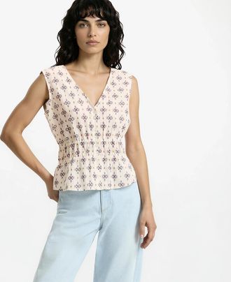 La Redoute Collections Top Sans Manches Col V Imprim&eacute;
