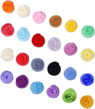 TOPBATHY 24 St&uuml;ck Teiliges Filzwolle pro Farbe Weiche Filzwolle f&uuml;r Nadelfilzen DIY Bastelwolle f&uuml;r Anf&auml;nger und Fortgeschrittene Langlebig und Vielseitig f&uuml;r 