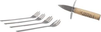 COOK CONCEPT Coffret Huitres Couteau X1 et Fourchette X4 - Dimensions Coffret : 20 X 18 X 3 cm Bois-Acier