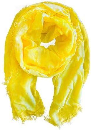 JOPHY & CO. Écharpe pour Femmes Homme Elégant et léger Etole rectangulaire douce en fibre deucalyptus Couleurs unies ou fantaisie (Jaune)