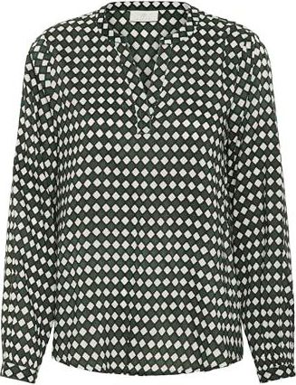 Kaffe Womens Blouse Long Sleeves Casual Fit V-Notch Neck Printed Buttoned Cuffs