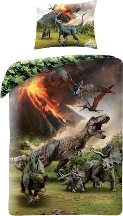 Jurassic Park Halantex Top Brands - Bettwäsche-Set, Jurassic World Jurassic World Jurassic Dinosaurier T-Rex, für Betten von 140 x 200 cm, 100% Baumwolle, Bettwäsch