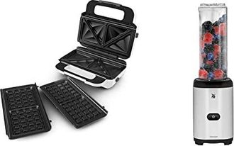 T-fal SW7011 Snack XL Sandwichmaker und Waffeleisen | 2 antihaftbeschichtete Plattensets | 850 Watt | Wei&szlig;/Schwarz & WMF Kult X Mix & Go Mini Smoothie Maker