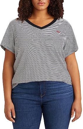 Levi's Plus Size V-Neck Tee T-Shirt Femme, Raita Stripe Caviar, 2XL