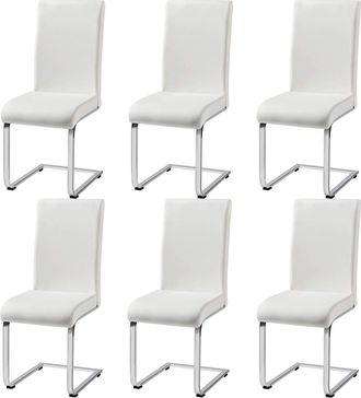 Yaheetech Esszimmerst&uuml;hle 6er Set Schwingstuhl Freischwinger st&uuml;hle k&uuml;chenstuhl polsterstuhl, Kunstleder Bezug, 135 kg belastbar Wei&szlig;