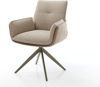 DELIFE Drehstuhl Nela-Flex Materialmix Schlamm Kreuzgestell breit Effektfinish Titan 360° drehbar, Esszimmerstühle