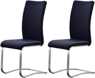 M&ouml;belando Schwingstuhl Stuhl Schwinger Esszimmerstuhl Freischwinger Echtleder Muvo II (2er Set) (Nachtblau)