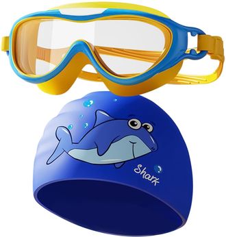 Generico Schwimmbrille für Kinder, Badekappe für Babys, verstellbare Brille und Mütze, wasserdicht, beschlagfrei, für Pool und Tauchen