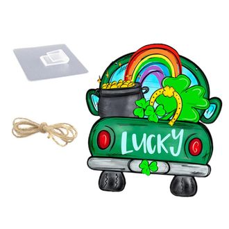 BESPORTBLE St Patricks Day Holzschild Kleeblatt Deko zum Aufh&auml;ngen mit Spurlosem Haken 60cm Seil Verandaschild f&uuml;r Haust&uuml;r Fenster und Partydekoration