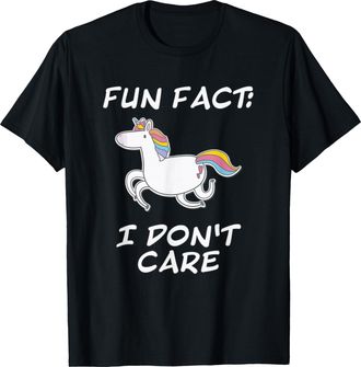 Jimbeels Fun Fact Einhorn I Dont Care - Lustiger Einhorn Spruch T-Shirt