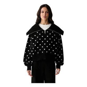 Karl Lagerfeld Sweatshirt mit halbem Rei&szlig;verschluss - - Sweatshirts & Hoodies - Damen - Schwarzk - M
