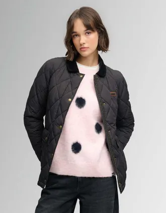 Superdry Jacke mit Cordbesatz in Schwarz