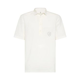 Brunello Cucinelli Polohemd mit Brusttasche - - Tops - Herren - Wei&szlig; - 2XL