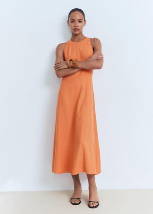 Mango Robe midi &eacute;vas&eacute;e saumon - Femme - XS - MANGO