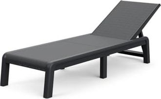 Keter Palma Sonnenliege f&uuml;r den Garten mit 4-Fach Verstellbarer R&uuml;cklehne, klappbare Gartenliege, grau, 187 x 58 x 29 cm, pflegeleicht, wetterfest und uv-be