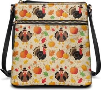 Hugs Idea Sac à bandoulière dautomne pour femme - Sac besace élégant de grande capacité, Citrouille de dinde mignonne, Taille unique