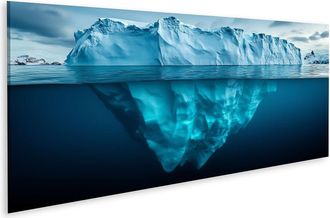 Islandburner Bild auf Leinwand Eisberg Unter Und &Uuml;ber Wasser f&uuml;r Wohnzimmer Naturliebhaber Wellness-Spa Bilder Wandbilder Poster