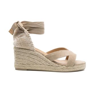 Castaner Beige Keilsandalen mit Kn&ouml;chelriemen - - Shoes - Damen - Beige - 40 EU