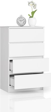 Generic BDW Kommode mit 4 Schubladen, Sideboard, Multifunktionsschrank, Wohnzimmer, Esszimmer 60x99x40cm (Weiß)