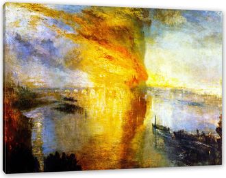 Pixxprint William Turner - The fire at the Parliament building, Gr&ouml;&szlig;e: 120x80cm, Leinwandbild, fertig gespannt, Wandbild, Dekoration, Kunstdruck, kein Poster