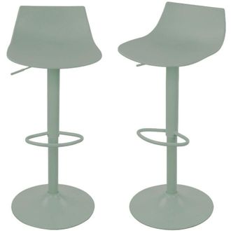 DRAWER Lot de 2 chaises de bar r&eacute;glables en plastique et m&eacute;tal H58-79cm - Vert - Heribo