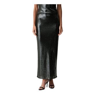 Patrizia Pepe Jupe Longue en Tulle &agrave; Sequins - Femme - Jupes - Vert - Taille: 38 FR