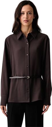 A|X Armani Exchange Crepe-Bluse mit G&uuml;rtel - - Blouses & Shirts - Damen - Braun - XS