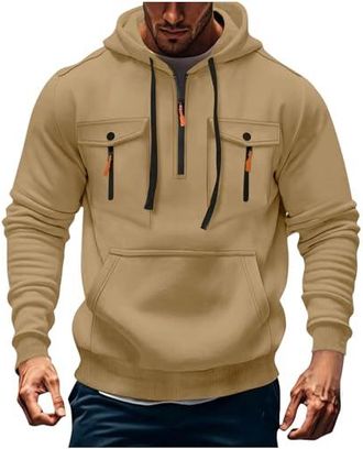 Generic Sweat à capuche en polaire confortable pour homme - Automne 2025 - Tenue athlétique décontractée avec poches - Grande taille pour la vie quotidienne -
