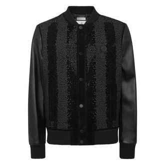 Philipp Plein Suede Bomber Jacket LS Strass - - Jackets - Herren - Schwarzk - L