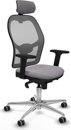 Piqueras y Crespo Chorquera mit 2D-Armlehnen, h&ouml;henverstellbarer Lendenwirbelst&uuml;tze und h&ouml;henverstellbarem Kopfteil, Grau/Grau