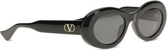 Valentino Garavani VAVG0057S001BB Oval Acetate Sunglasses - Black