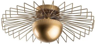 Vente-Unique Plafonnier filaire en m&eacute;tal - Dor&eacute; - H. 24 x D. 60 cm - ZYMA
