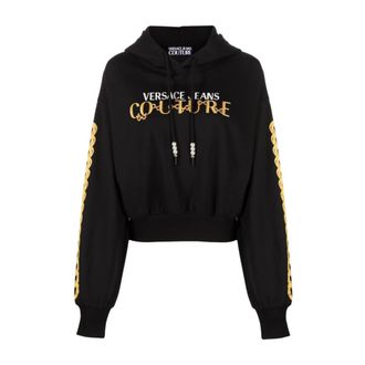 Versace Jeans Couture Schwarze Sweatshirts f&uuml;r Damen Aw23 - - Sweatshirts & Hoodies - Damen - Schwarzk - L