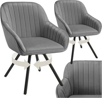 TecTake Lot de 2 Chaises de Salle &agrave; Manger Pivotantes Modernes Fauteuil Salon Velours Chaise Rembourr&eacute;e Confortable Chaise Design Meuble Salon pour Salle &agrave; Ma