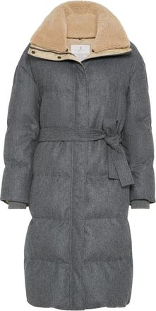 Brunello Cucinelli doudoune à col en peau lainée - Gris