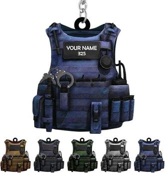Generic Porte-cl&eacute;s personnalis&eacute; en forme de gilet de police, porte-cl&eacute;s avec nom personnalis&eacute; pour les agents de police, appr&eacute;ciation des forces de lordre, po