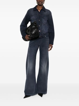 Balenciaga Curved-Waistband Denim Jacket - Dark blue