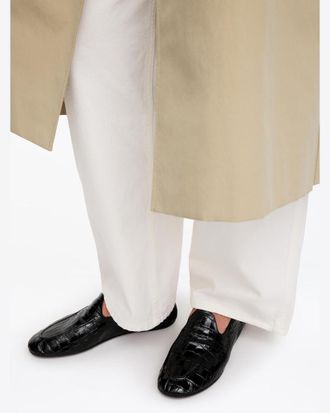 Arket Loafer Aus Leder Mit Krokodilpr&auml;gung -Schwarz
