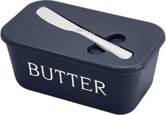 Generic Beurrier avec couvercle rainure et spatule, grand r&eacute;cipient &agrave; beurre en plastique pour le rangement de la cuisine, bo&icirc;te &agrave; beurre et fromage multifonc