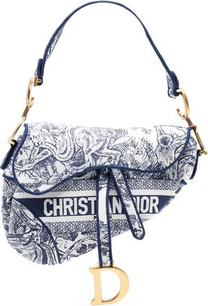 Dior Hobo Bags - Canvas Embroidered Toile de Jouy Saddle Bag - Gr. unisize - in Blau - f&uuml;r Damen