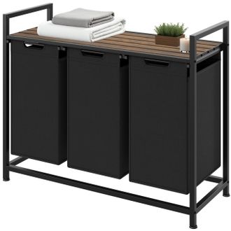 TecTake W&auml;schekorb mit Deckel, W&auml;schekorb 3 F&auml;cher, W&auml;schesortierer W&auml;scheschrank f&uuml;r Schmutzw&auml;sche, W&auml;schesammler mit Deckel, W&auml;schebox, W&auml;schesack, Laundry 