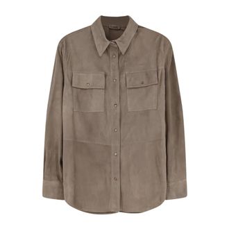 Brunello Cucinelli Suede Safari Shirt - - Blouses & Shirts - Damen - Braun - XS