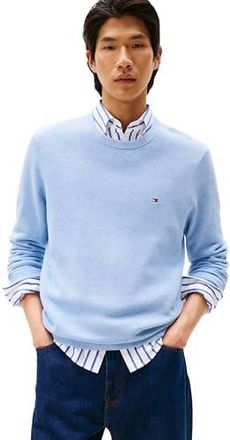 Tommy Hilfiger Pull Homme Essential Structure Crew Neck Regular Fit, Bleu (Vessel Blue Heather), XXL