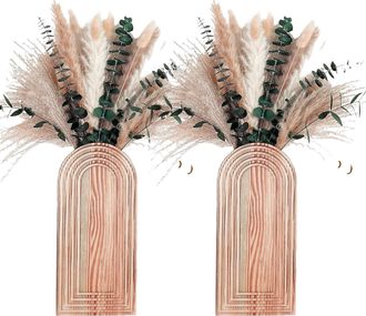 Generico Wand-Blumentopf aus Holz, 2 St&uuml;ck mit Boho-Dekoration, rustikale Wandvase f&uuml;r Blumen, f&uuml;r Eingangsbereich, Flur, K&uuml;che, Wohnzimmer, Bad und Esszimmer