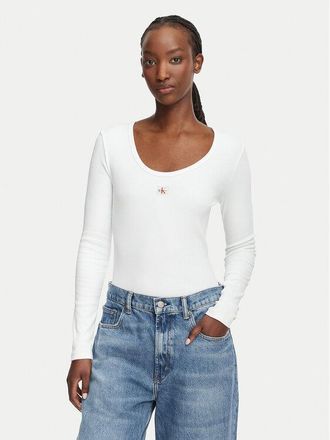 Calvin Klein Jeans Bluse LV047D218G Wei&szlig; Slim Fit