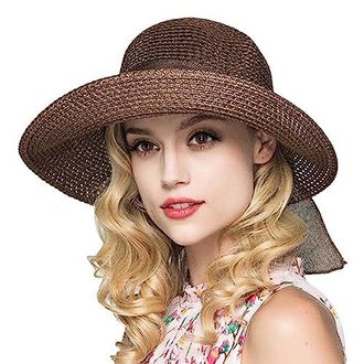 Generic Chapeau de soleil pliable avec noeud papillon pour femme - Chapeau de p&ecirc;cheur d&eacute;t&eacute; - Chapeau de soleil pour femme - V&ecirc;tements pour voyage, caf&eacute;, Taill