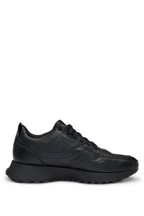 BOSS Herren Jonah Runn Gore-TEX wasserdichte Sneakers aus poliertem Leder mit Schnürung Schwarz005 44 Größe 44