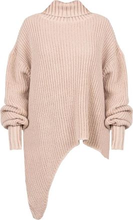La Haine Inside Us Pull &agrave; col roul&eacute; asym&eacute;trique - Femme - Pulls - Beige - Taille: 40/42 FR