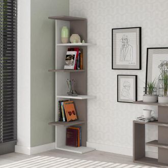 Decortie Decortie Saso Biblioth&egrave;que dangle moderne Pr&eacute;sentoir Blanc, Gris Mocha Medium 141(H)cm