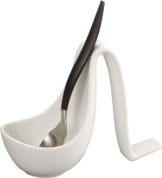 KELA Kela 351748 Löffelablage, Edelstahl, weiß, 20 x 10 x 10 cm